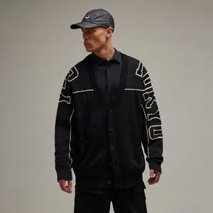 Y3 Logo Intarsia Knit V-neck Cardigan