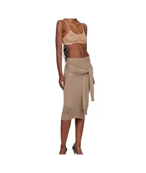 MARINE SERRE Ribbed Knit Skirt With Embroidered Logo