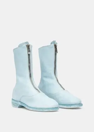 Guidi Zip-up Round Toe Boots - Blue