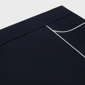 Celine Trapeze Mini Skirt In Gauffered Double Wool - Navy