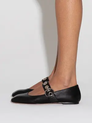 AeydĒ Uma Ballet Flats With Metal Eyelets - Black