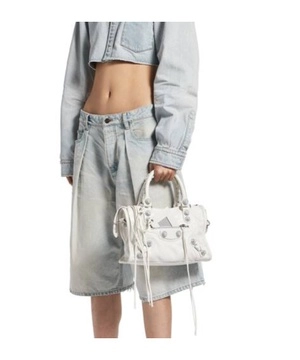 Balenciaga Le City Bag Small Giant Studs With Rhinestones - Bright White