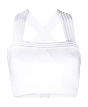 Balmain Cropped Geometric-panelled Top - White