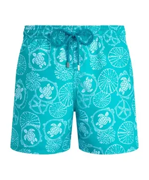 Vilebrequin Drawstring Swimming Trunks With Engraved Lettering - Blue