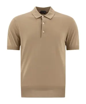 TOM FORD Fint Knit Polo Shirt - Light Brown
