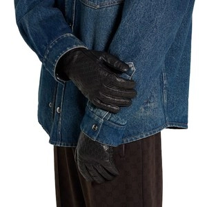 Gucci Embossed Gg Leather Gloves