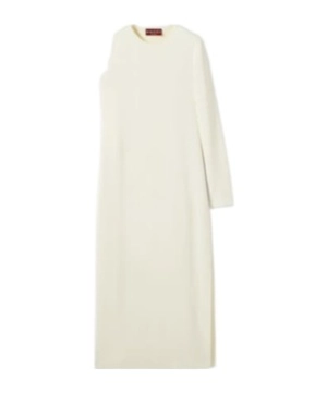 Gucci Midi-length Sable Dress With Asymmetrical Sleeves - Ivory