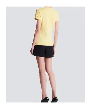 Balmain Draped T-shirt With Embroidered Logo - Yellow