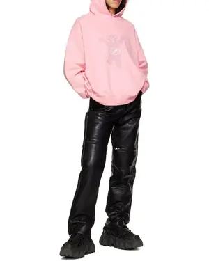 We11Done Logo Print Cotton Hoodie - Pink