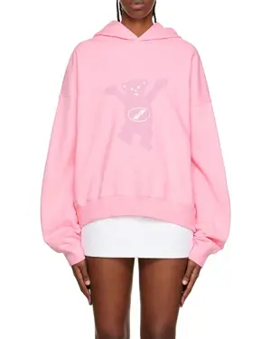 We11Done Logo Print Cotton Hoodie - Pink