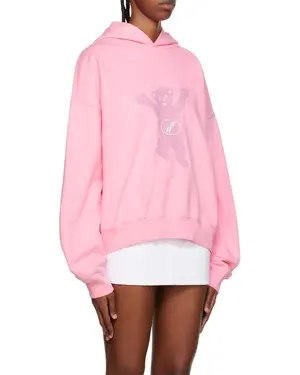 We11Done Logo Print Cotton Hoodie - Pink