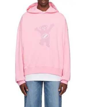 We11Done Logo Print Cotton Hoodie - Pink