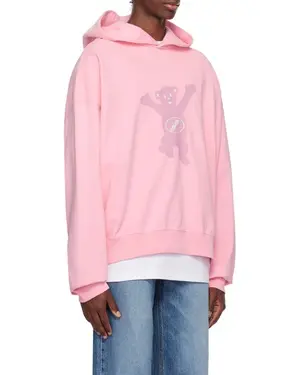 We11Done Logo Print Cotton Hoodie - Pink