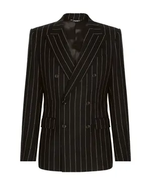 Dolce & Gabbana Dolce Gabbana Striped Double-breasted Blazer - Black