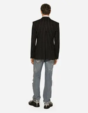 Dolce & Gabbana Dolce Gabbana Striped Double-breasted Blazer - Black