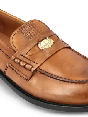 Miu Miu Slip-on Penny Loafers - Brown