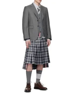Thom Browne 4-bar Striped Buttoned Cardigan - Medium Gray