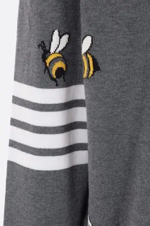 Thom Browne 4-bar Striped Buttoned Cardigan - Medium Grey