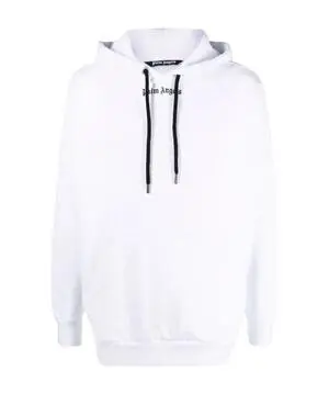 Palm Angels Logo Printed Hoodie - White
