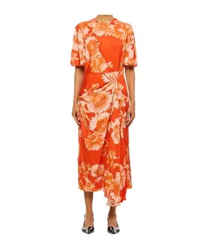 Erdem Viscose Dress With Floral Print And Draped Details