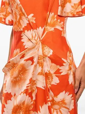 Erdem Viscose Dress With Floral Print And Draped Details