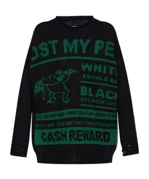 MAISON MARGIELA Text Intarsia-knit Oversized Jumper