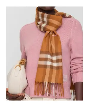 Burberry Checked Fringed-edge Scarf - Squash