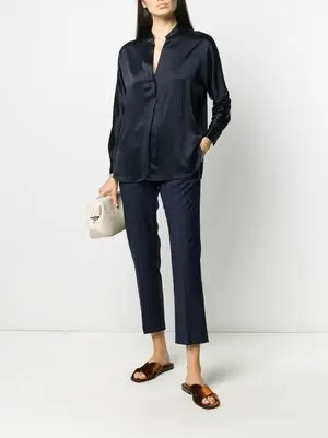 Vince Open Neck Long-sleeved Blouse