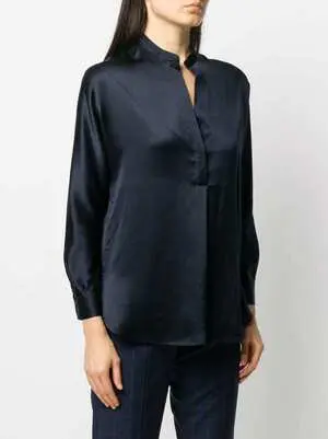 Vince Open Neck Long-sleeved Blouse