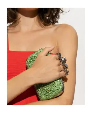 Alexander McQueen Skull Knuckle Box Clutch - Green