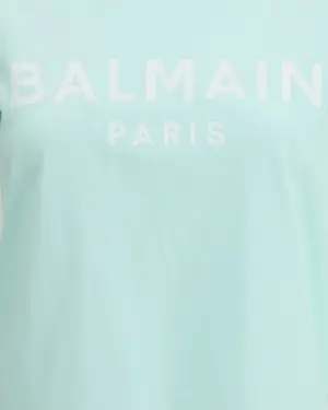 Balmain Logo Printed Crewneck T-shirt - Blue