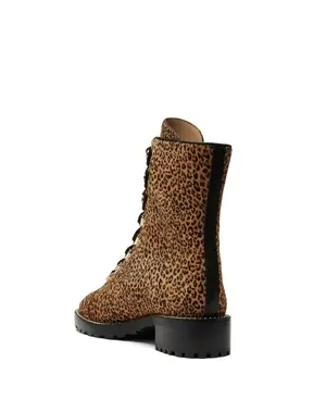 STUART WEITZMAN Leopard Print Lace-up Ankle Boots