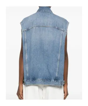 HAIKURE Sleeveless Denim Vest With Flap Pockets