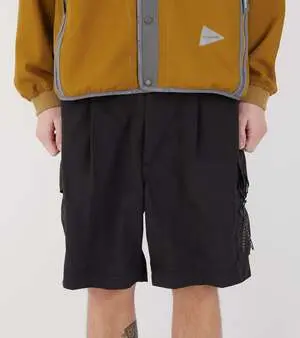 AND WANDER Oversized Cargo Shorts With Belted Waist - Black