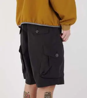 AND WANDER Oversized Cargo Shorts With Belted Waist - Black