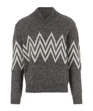 Herno Zigzag Pattern Collared Sweater - Black