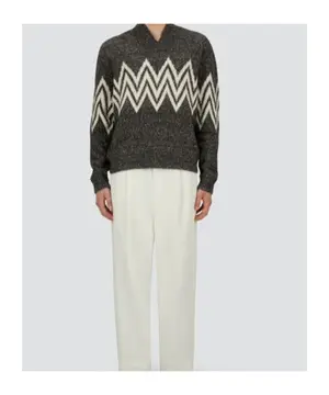 Herno Zigzag Pattern Collared Sweater - Black