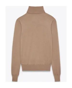 Saint Laurent Cashmere, Wool, And Silk Turtleneck Sweater - Nude