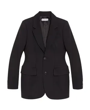 Balenciaga Hourglass Single-breasted Wool Twill Jacket - Black
