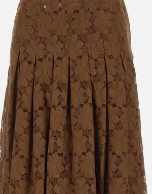 Max Mara Lace Midi Skirt - Chocolate