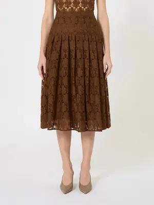 Max Mara Lace Midi Skirt - Chocolate