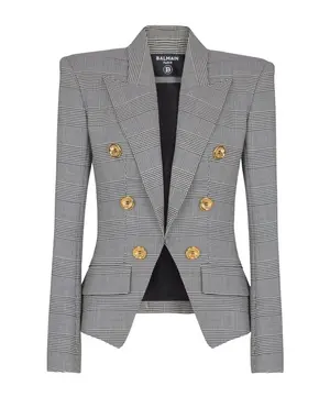 Balmain Prince Of Wales Jacquard 6-button Jacket