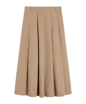 Max Mara Orme Pleated Midi Gabardine Skirt