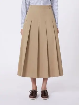 Max Mara Orme Pleated Midi Gabardine Skirt