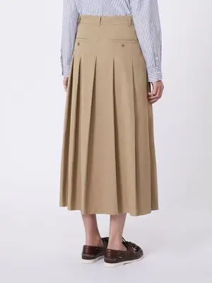 Max Mara Orme Pleated Midi Gabardine Skirt
