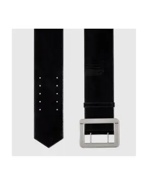 Gucci Engraved Logo Wide Patent Leather Belt