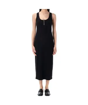 ANINE BING Alessia Ribbed Midi Dress With Button Front