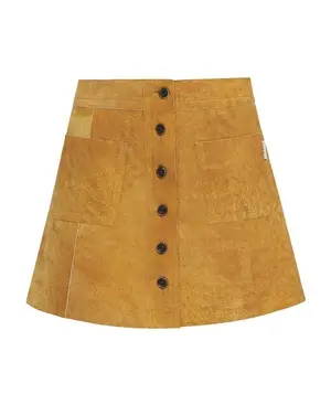 Marni A-line Buttoned Suede Skirt