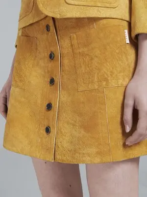 Marni A-line Buttoned Suede Skirt