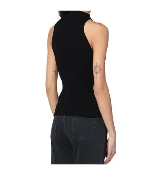 ROBERTO COLLINA Sleeveless Ribbed High Neck Top